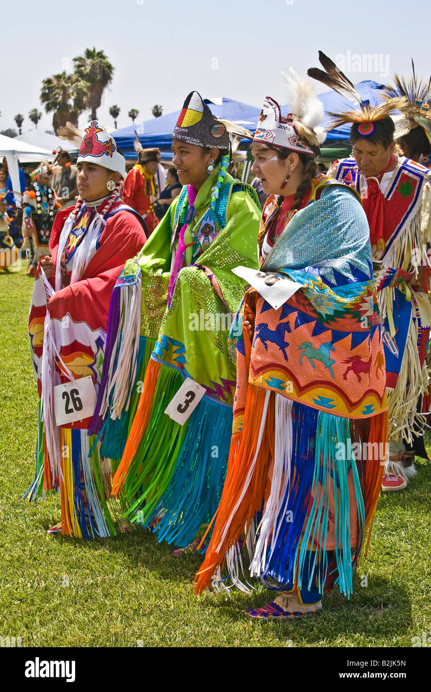 American Indian tribal costumes at the annual Pow Wow of the San Luis ...