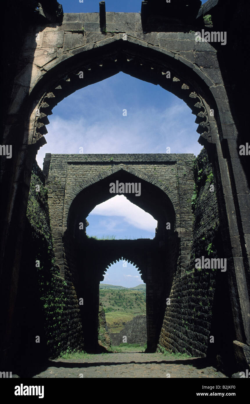 Looking through the Delhi Gate MANDU MADHYA PRADESH INDIA Stock Photo ...