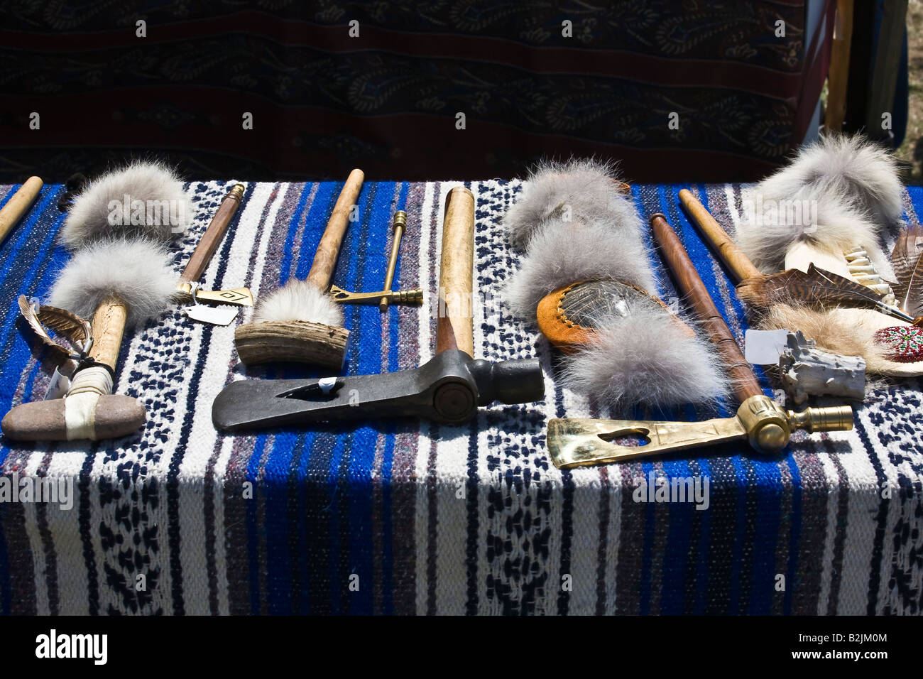 American Indian weapons on display at the annual Pow Wow of the San ...