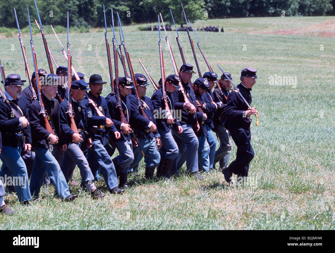 Union soldiers at the 139th Battle of Gettysburg Re-enactment Stock ...