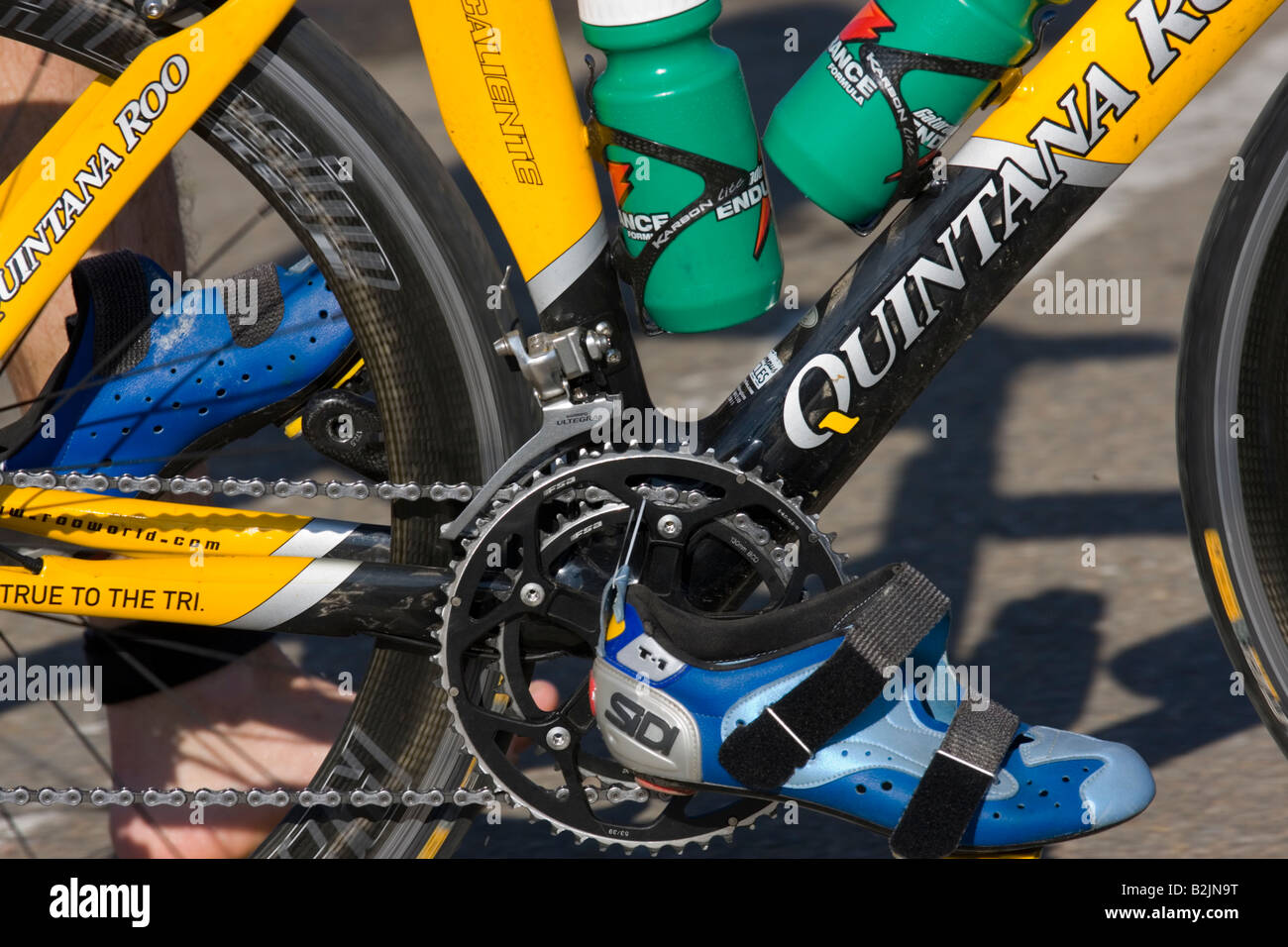 Racing Bike being rolled into position at the Boulder Peak Triathlon ...