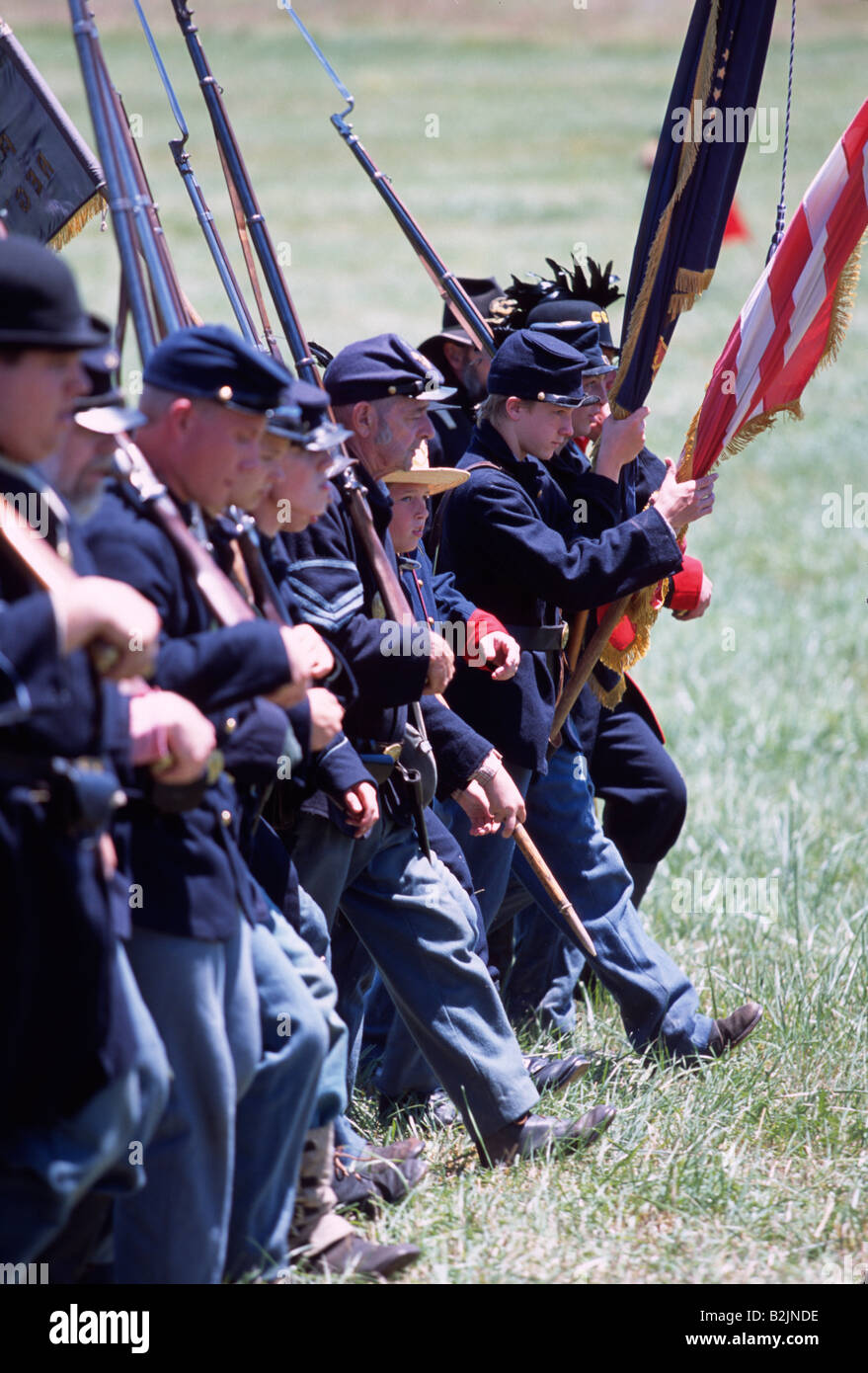 Union soldiers at the 139th Battle of Gettysburg Re-enactment Stock ...