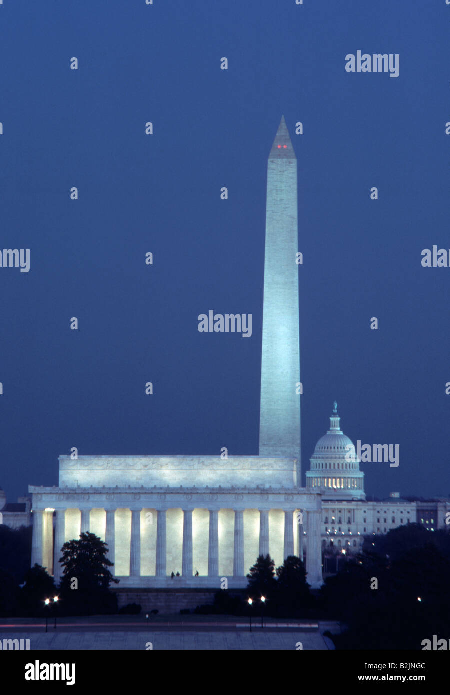 Washington DC Capital Alignment Monument Lincoln Memorial Stock Photo ...