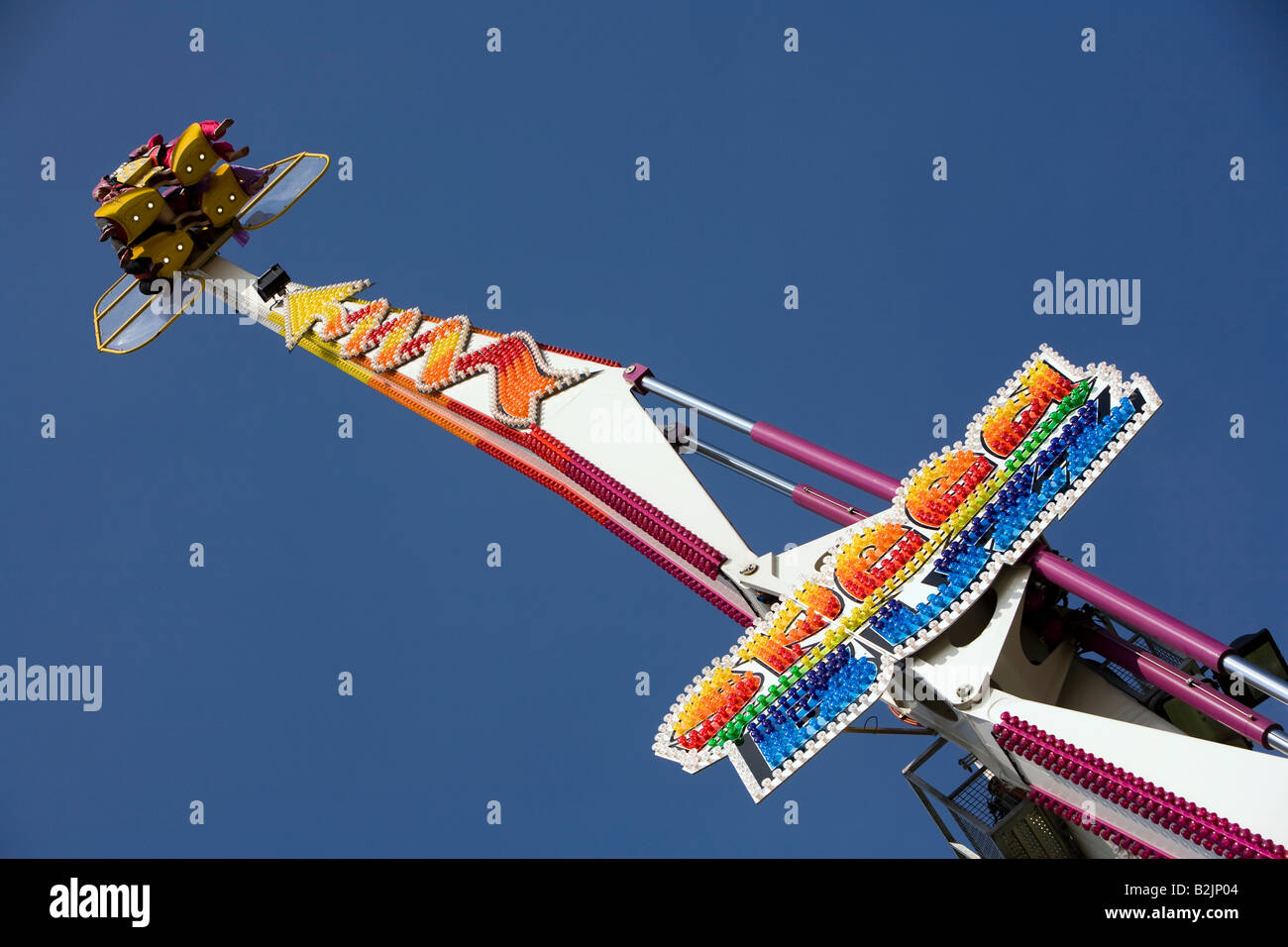 UK England Manchester Platt Fields Mega Mela Speed Buzz rotating white ...