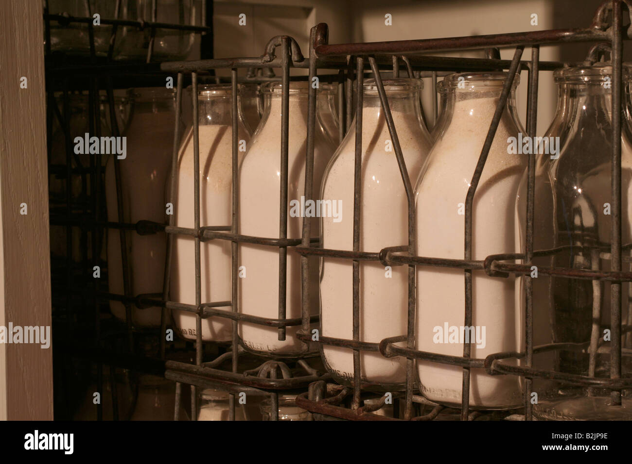 Milk (erzatz) bottles and wire cases dairy delivery around 1920 Blue ...