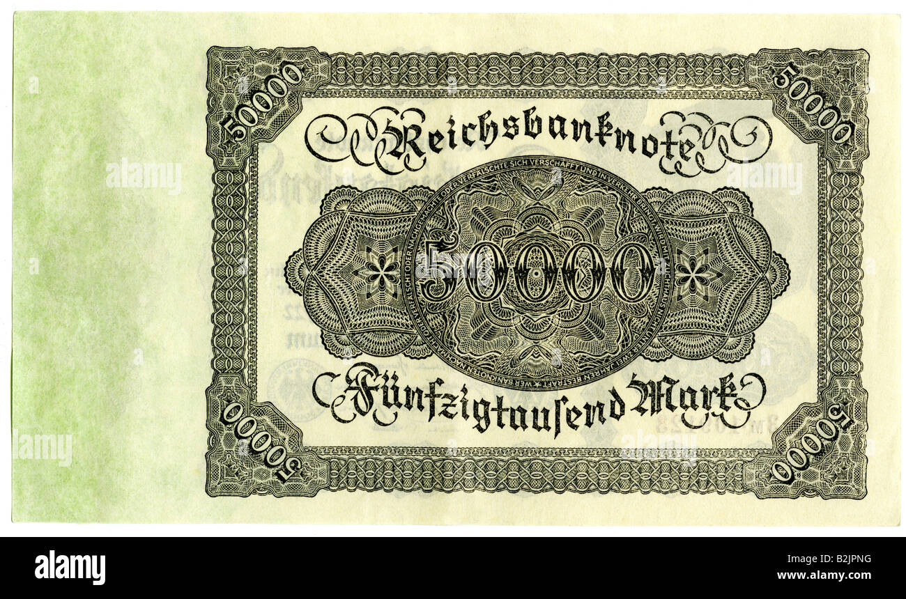money, bank notes, Germany, Reichsbank 50000 Mark bank note, Berlin, 19 ...