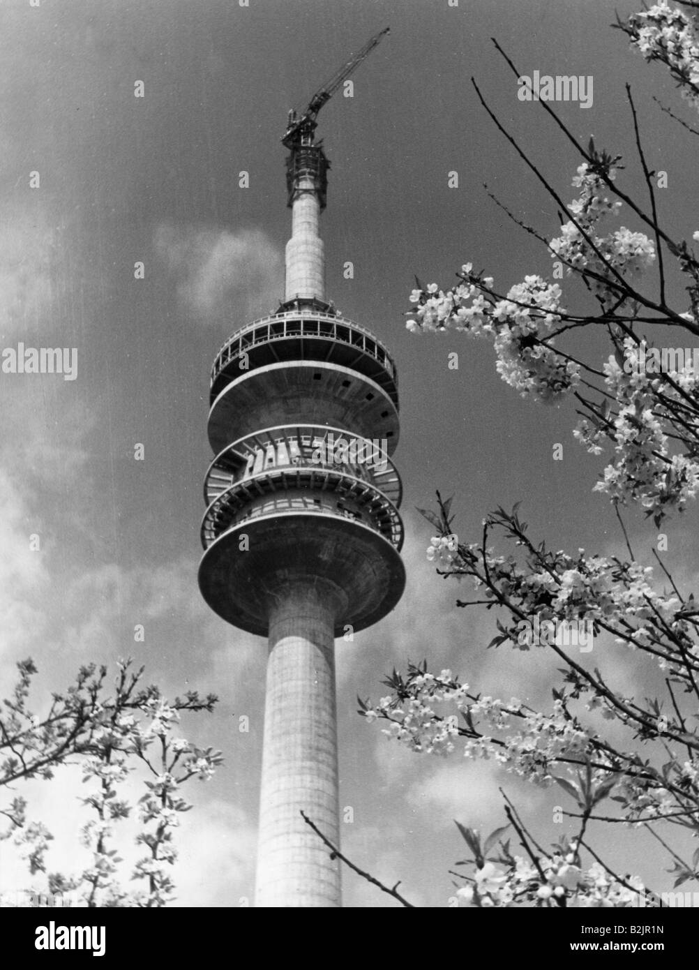 Munich olympic tower Black and White Stock Photos & Images - Alamy