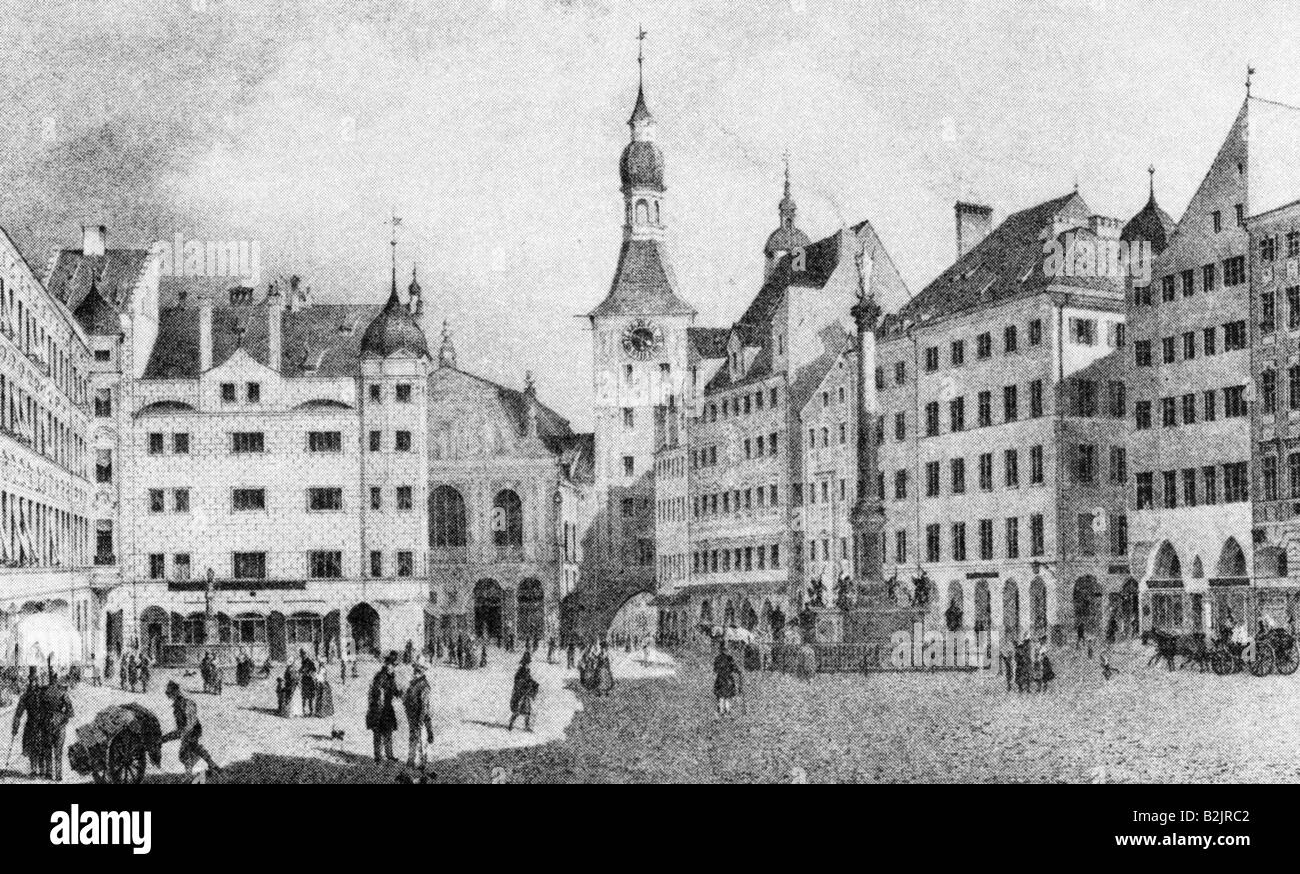geography / travel, Germany, Munich, Marienplatz, view, after ...