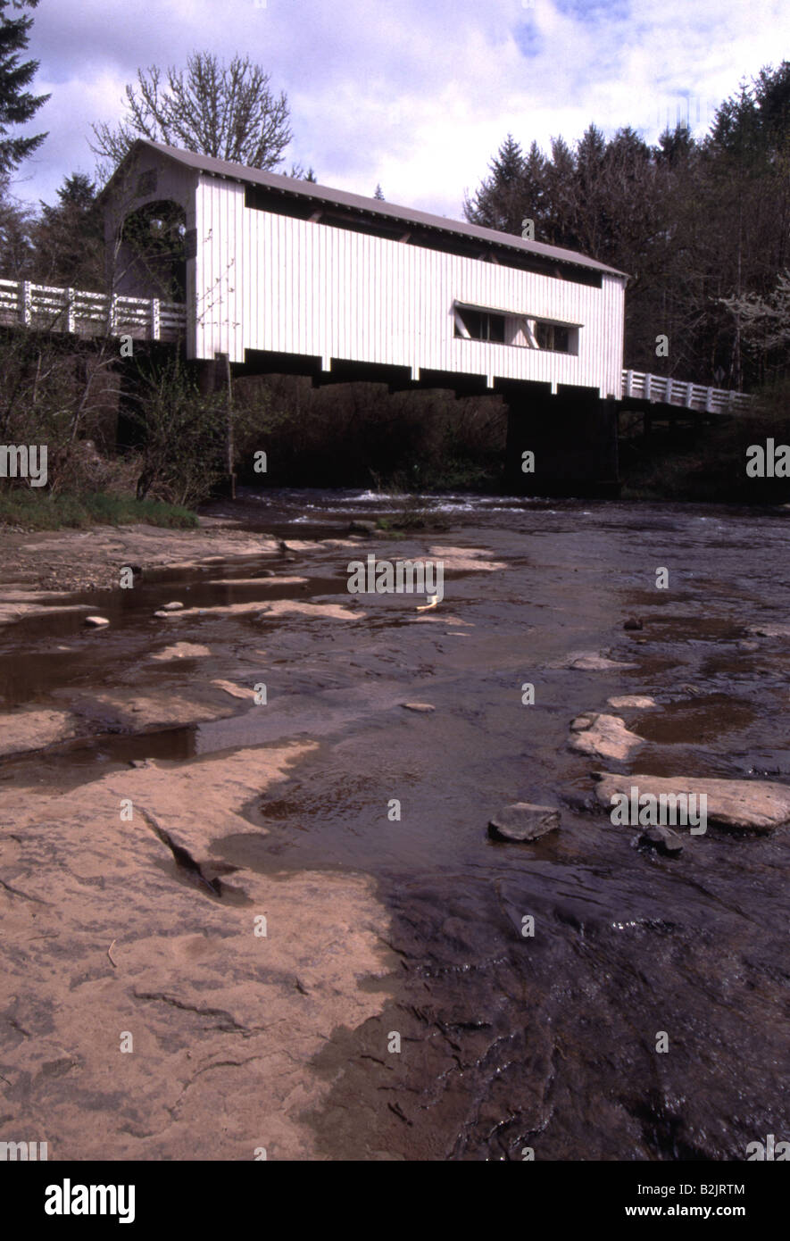Wildcat Covered Bridge Wildcat Creek Siuslaw River Oregon Stock Photo ...