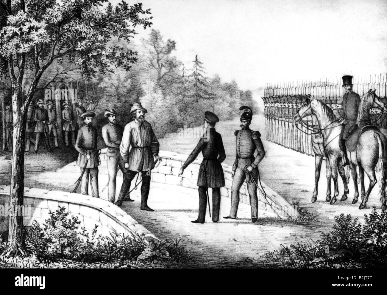 events, revolutions 1848 - 1849, Germany, Baden, encounter at Kandern ...