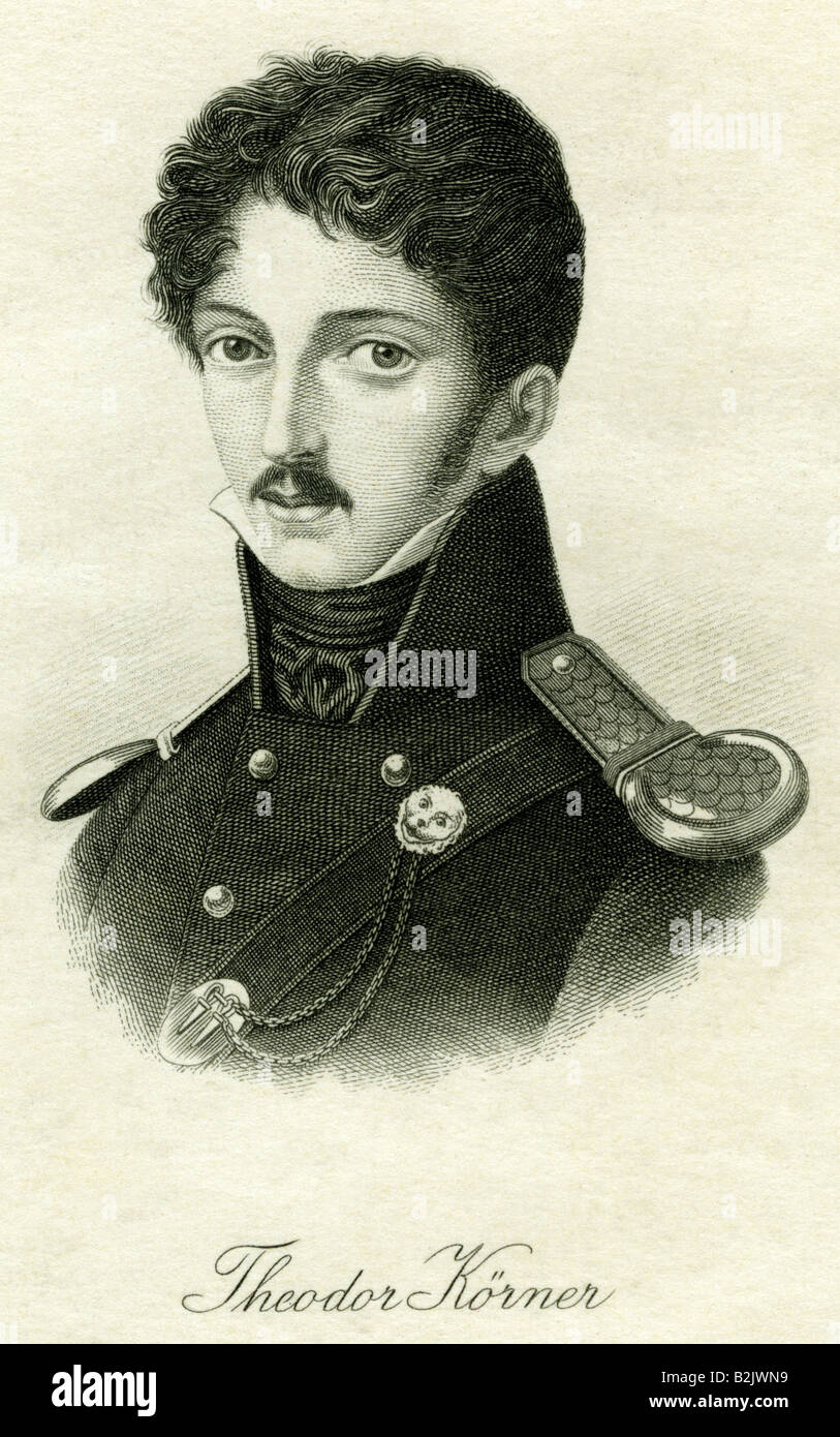 Koerner, Karl Theodor, 23.9.1791 - 26.8.1813, German author / writer ...