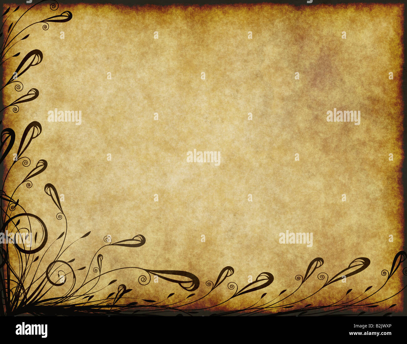 great large background of parchment paper with floral design Stock ...