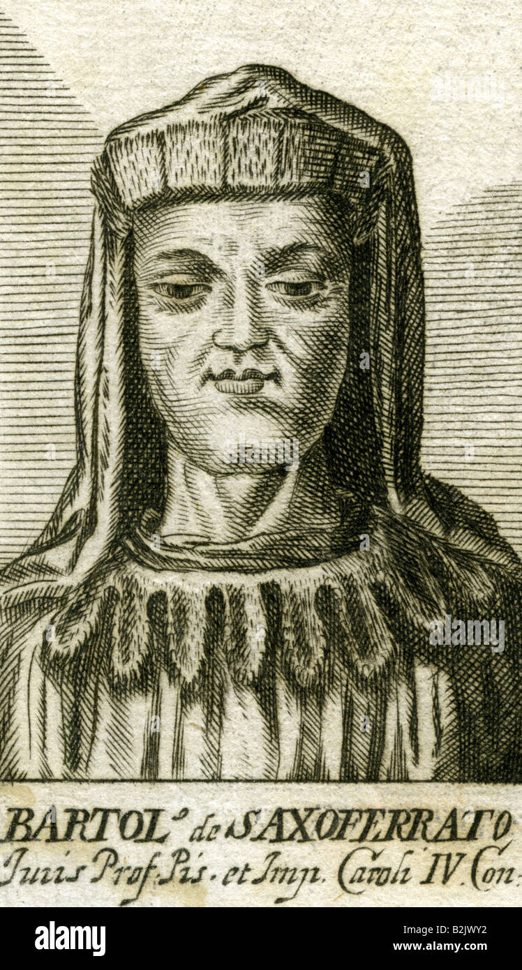 Saxoferrato, Bartolus de, 1313 - 13.7.1357, Italian jurist, portrait ...