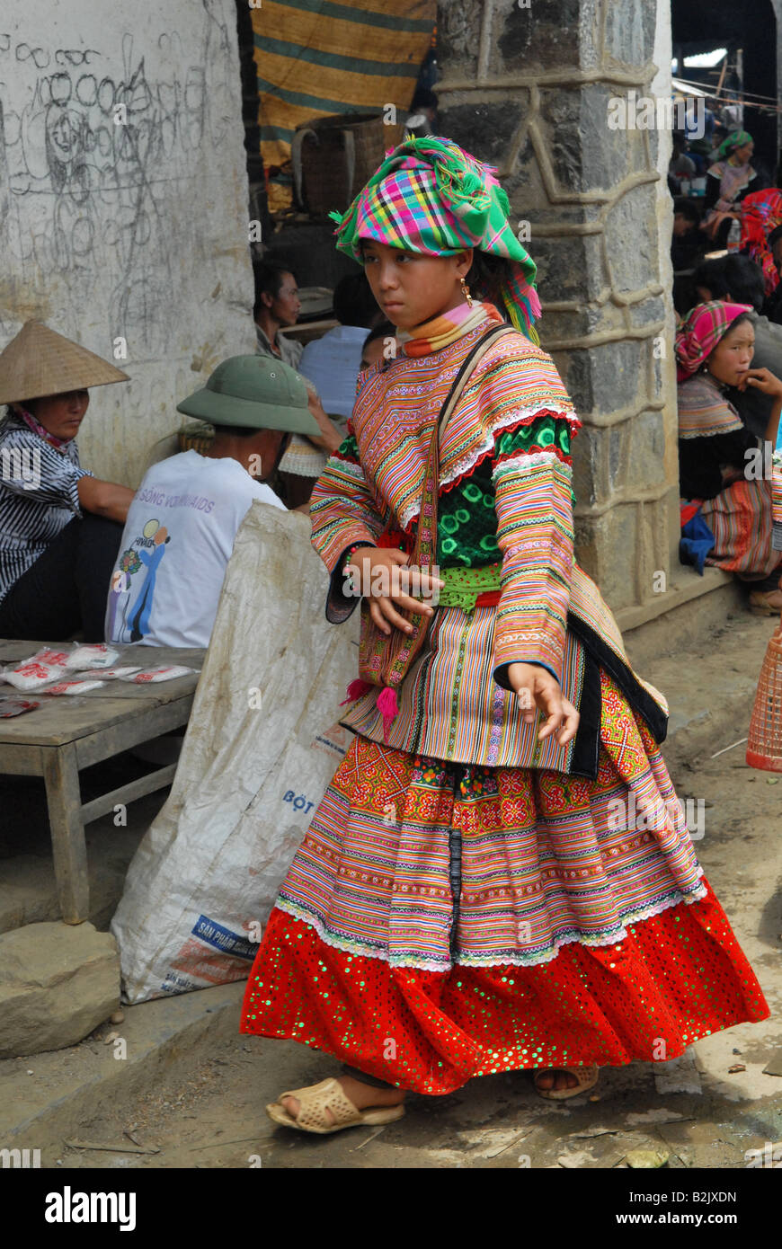 Flowered Hmong Bac Ha Village Vietnam Stock Photo - Alamy