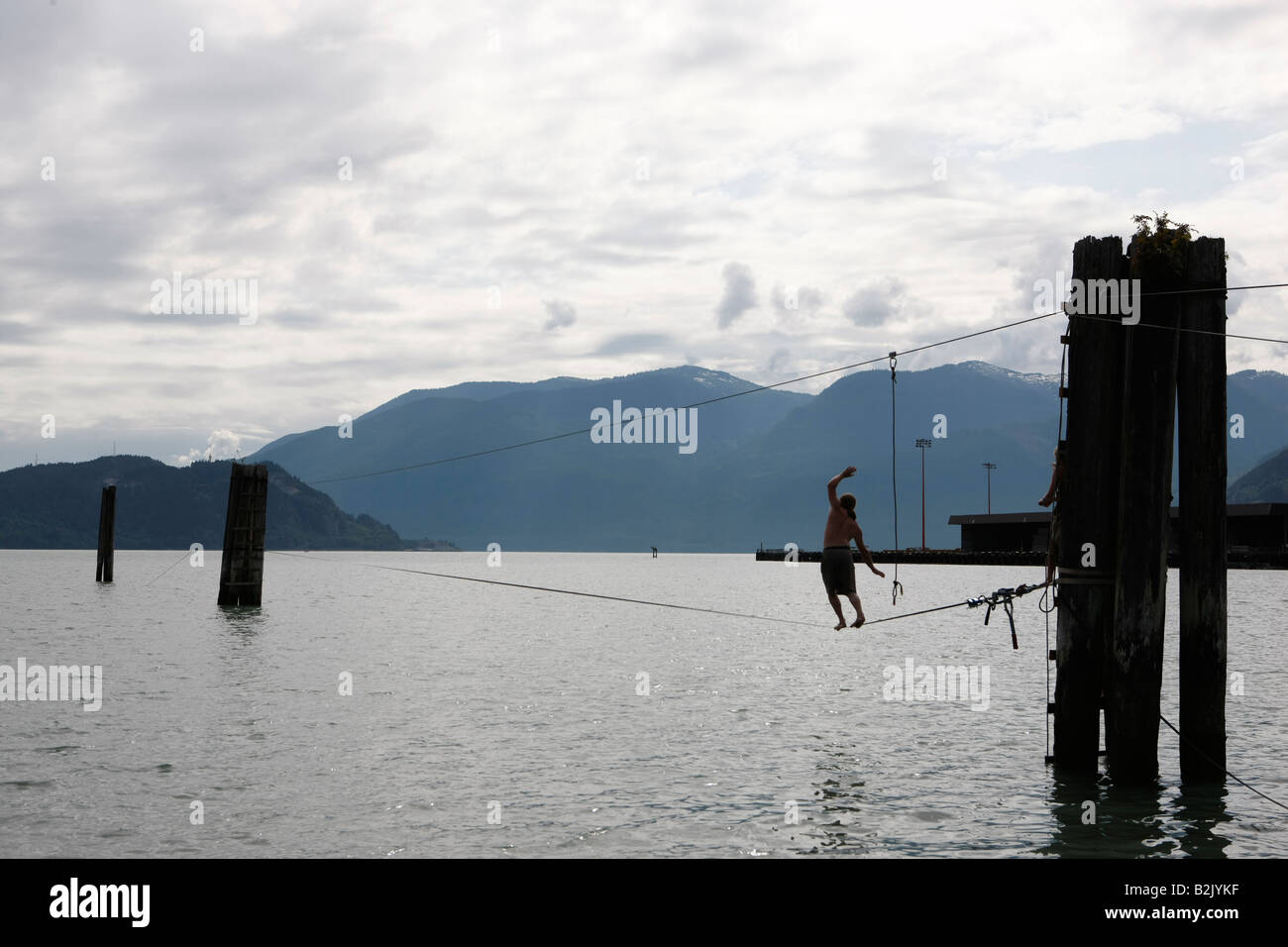 Slack line over water hi-res stock photography and images - Alamy
