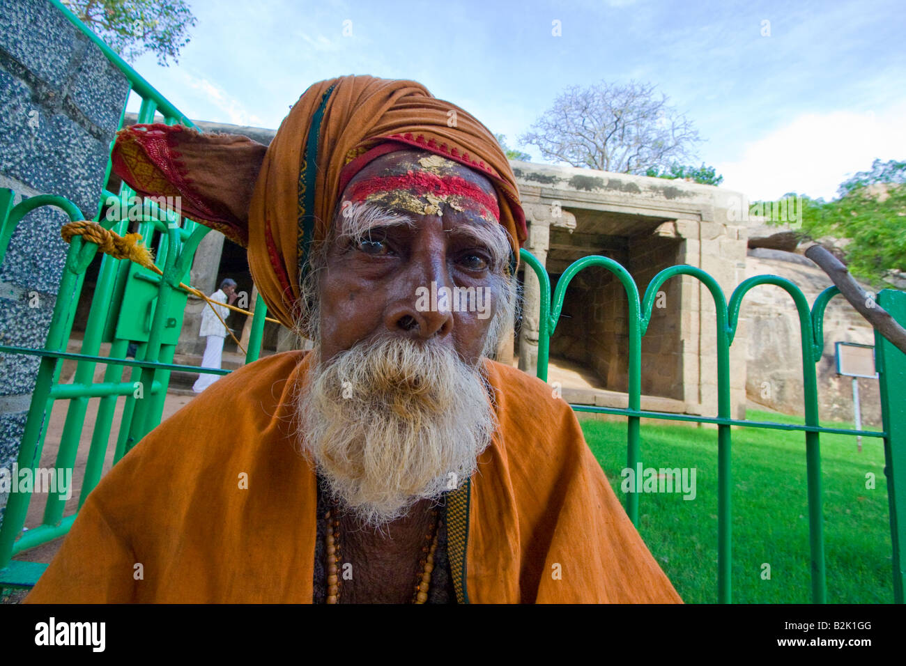 Sadhu Beggar in front of Mandapam Krishna Stone Temple Cave in ...