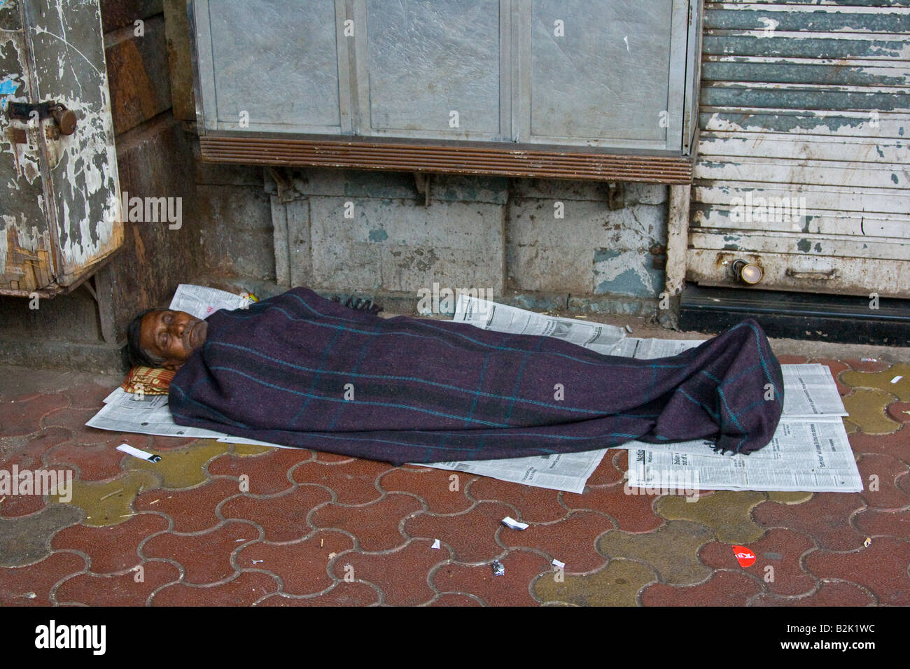 Homeless Man Sleeping in the Streets of Mumbai South India Stock Photo ...