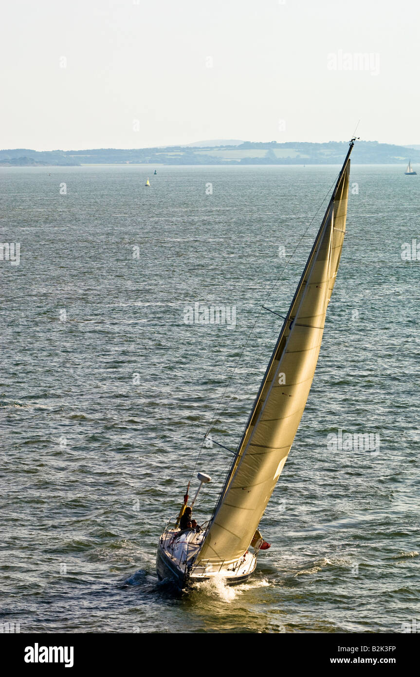 Yacht sailing off the coast of Southampton in English Channel United ...