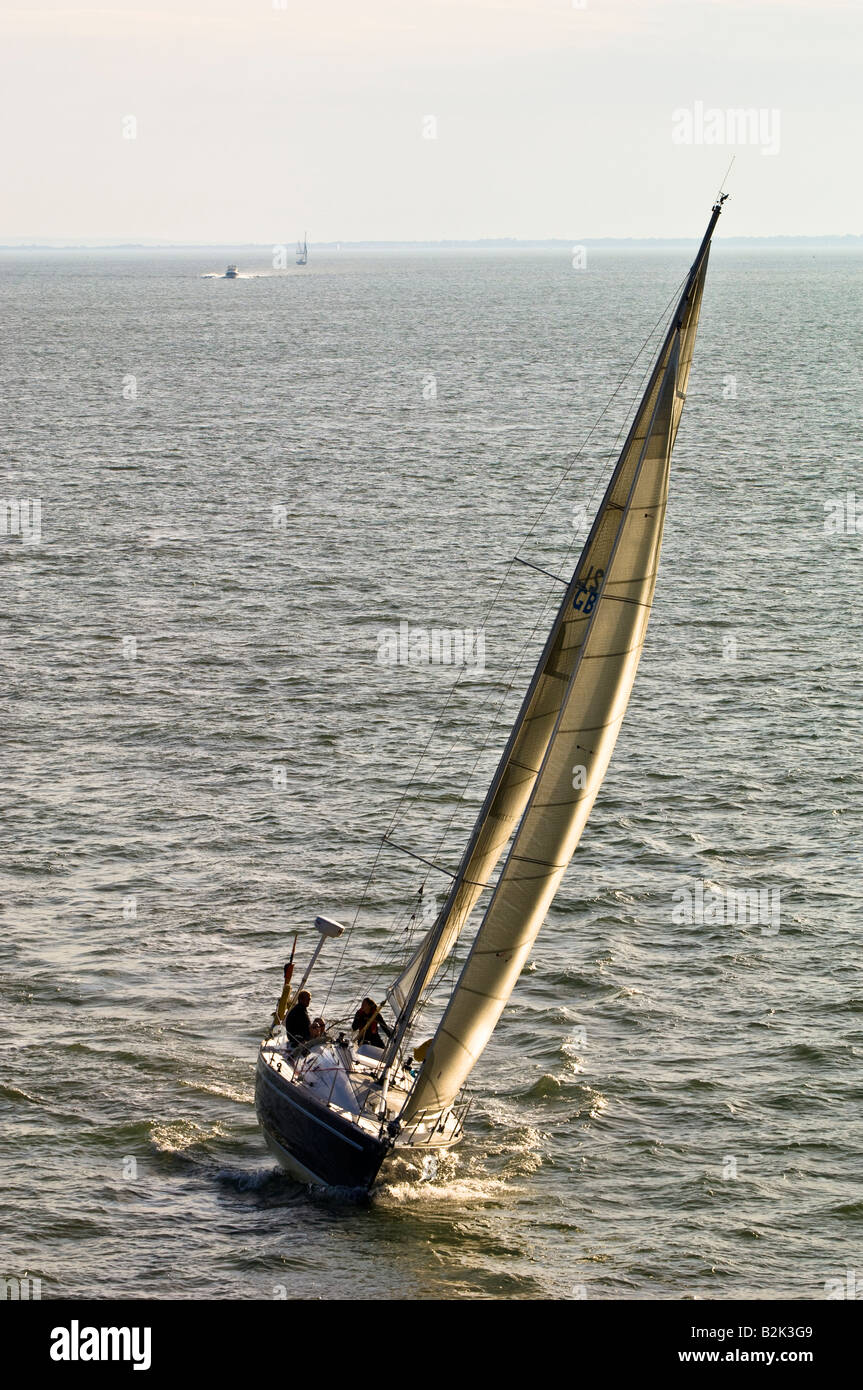 Yacht sailing off the coast of Southampton in English Channel United ...