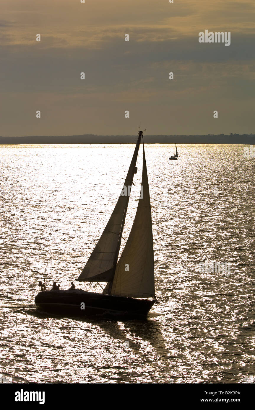 Yacht sailing off the coast of Southampton in English Channel United ...