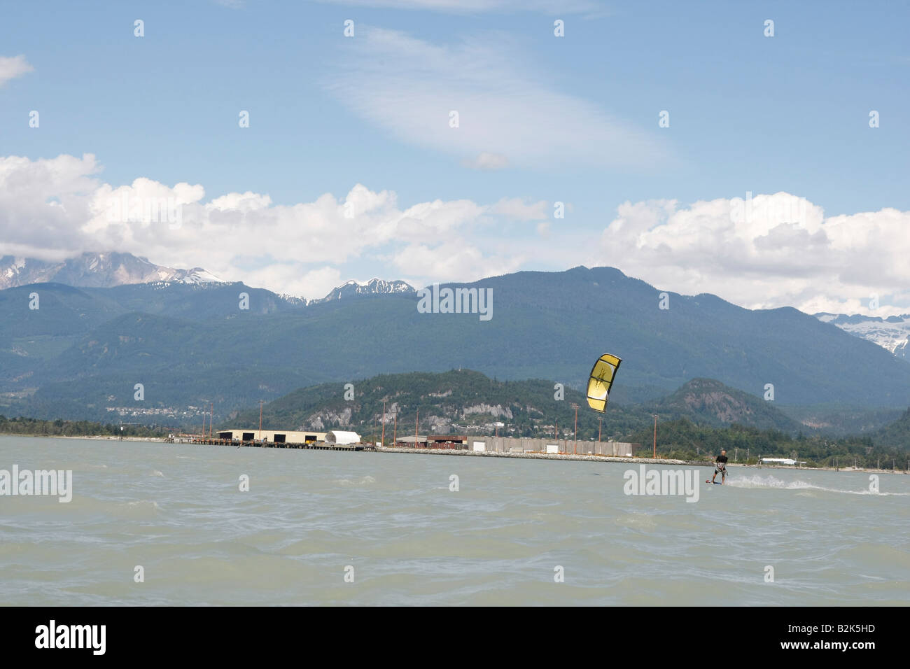kiteboarding squamish British Columbia with the Stawmus Chief rock wall ...