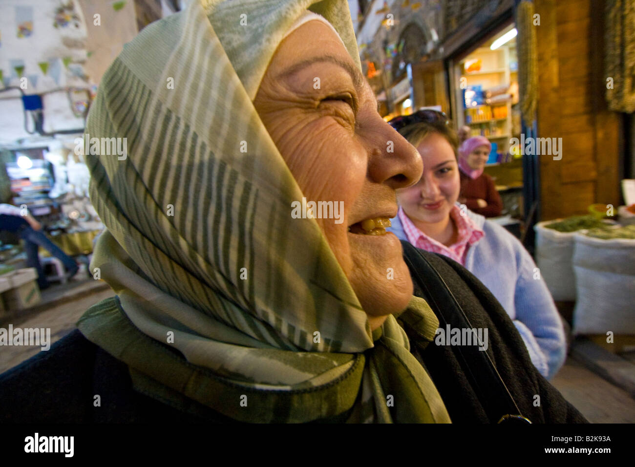 Smiling Muslim Woman in the Old City in Damascus Syria Stock Photo - Alamy