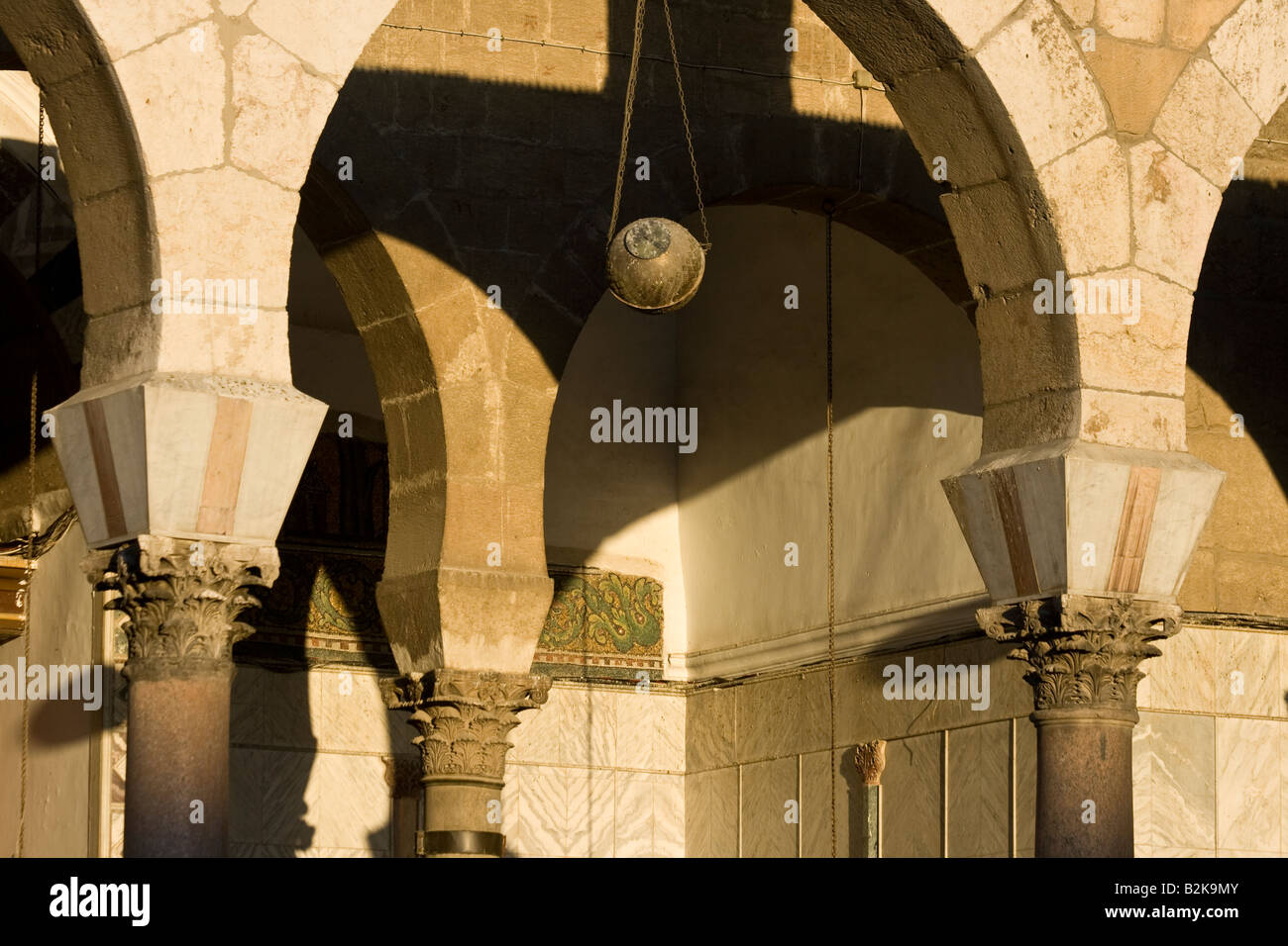 Lamp and Arch Inside the Umayyad Mosque in Damascus Syria Stock Photo ...