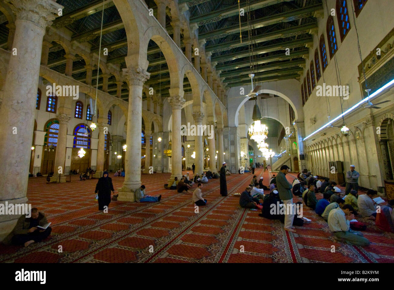 Muslim Men at Prayer in Umayyad Mosque in Damascus Syria Stock Photo ...