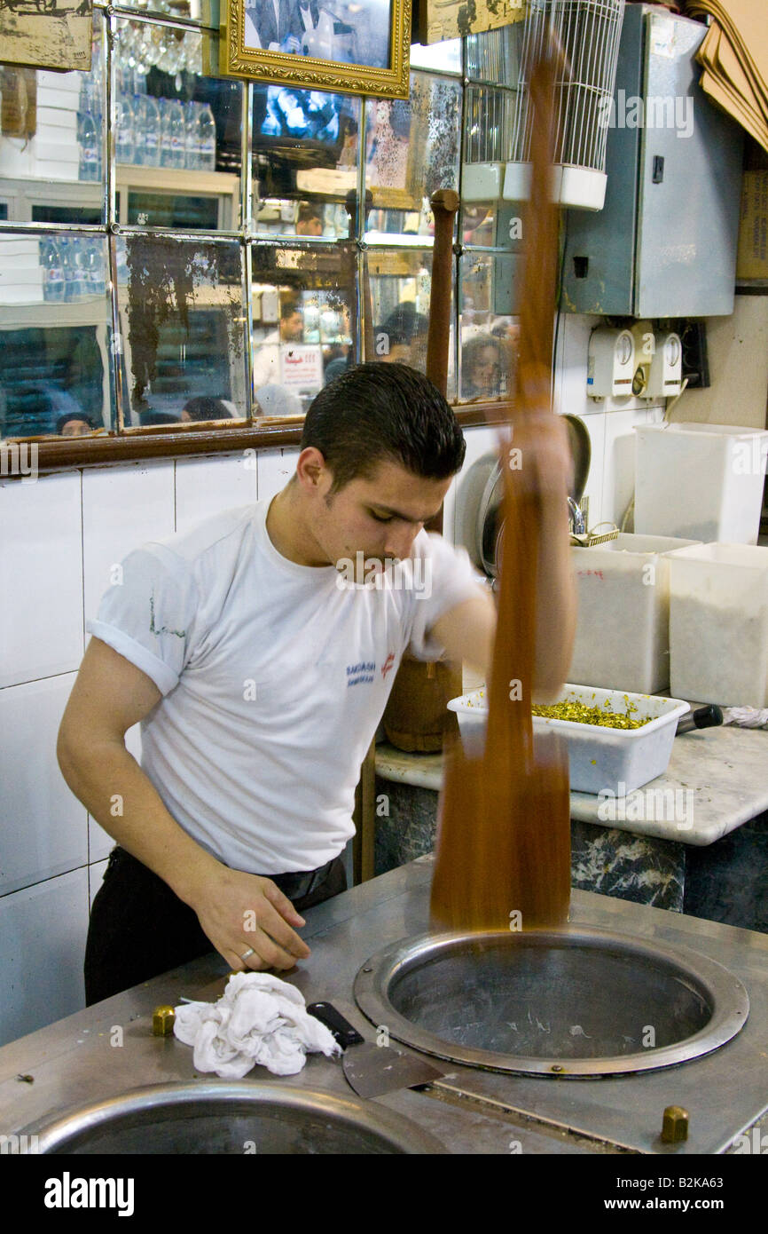Pounding Ice Cream in Bekdach Ice Cream Parlour in the Old City in ...