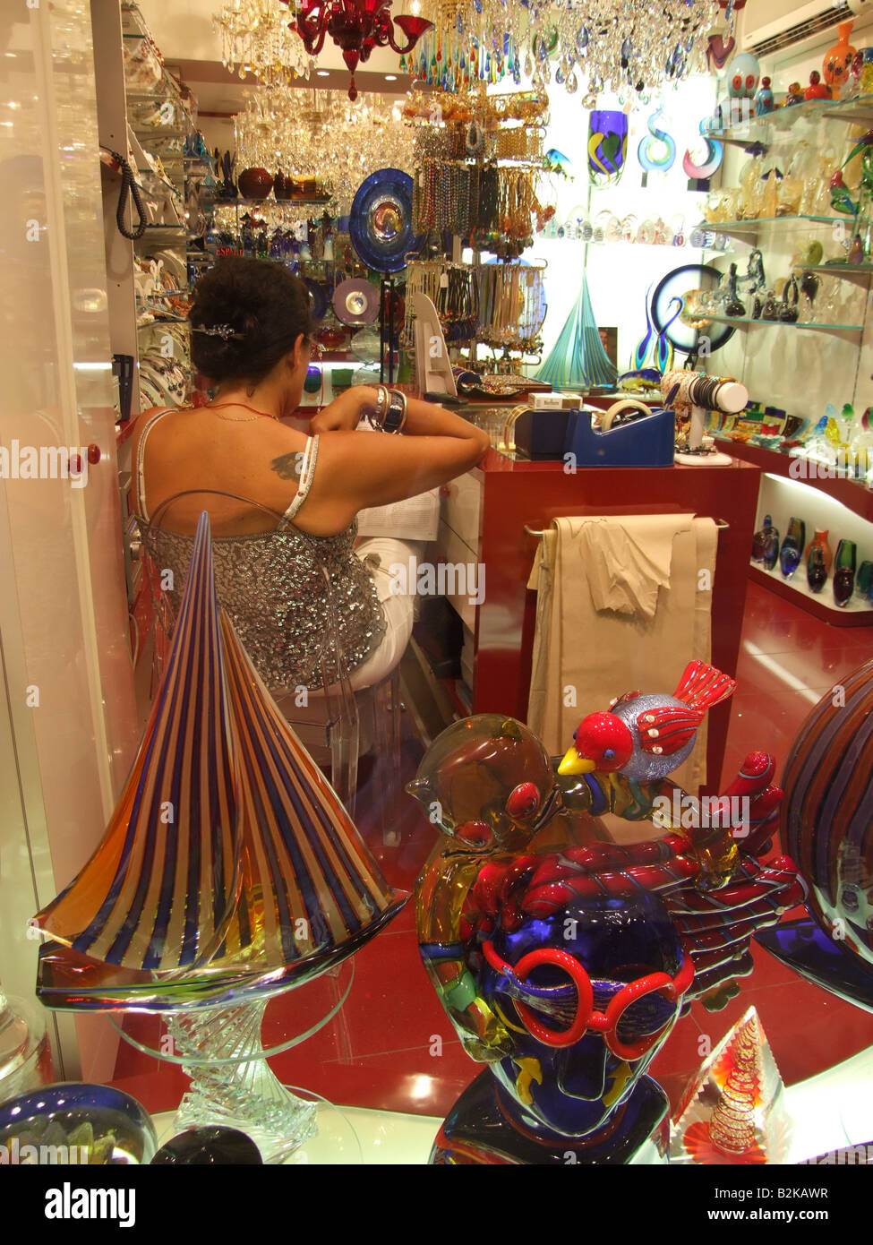 gift shop with murano glass souvenirs in venice, italy Stock Photo - Alamy