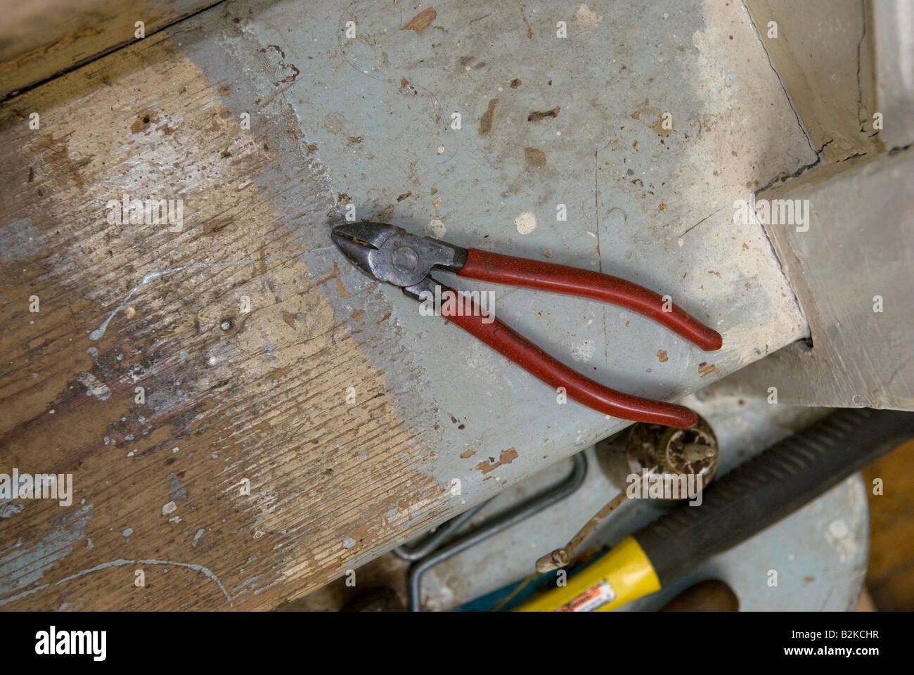 Hand tools on stairs during weekend of decorating and home maintenance ...