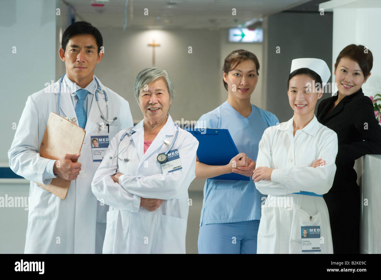 Portrait of medical staff standing in a corridor Stock Photo - Alamy