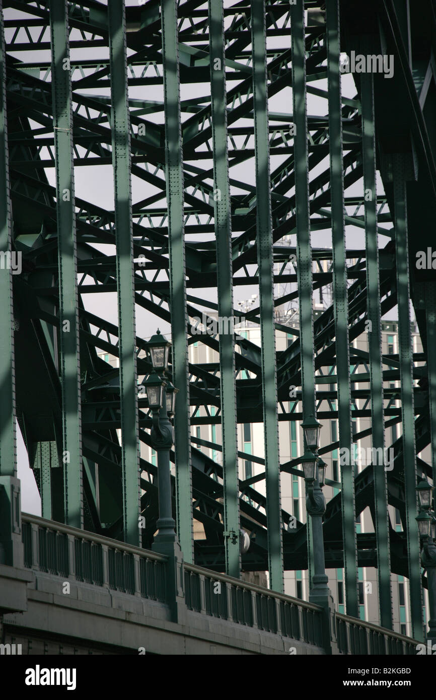 City of Newcastle, England. Close up view of the Tyne Bridge’s arch ...