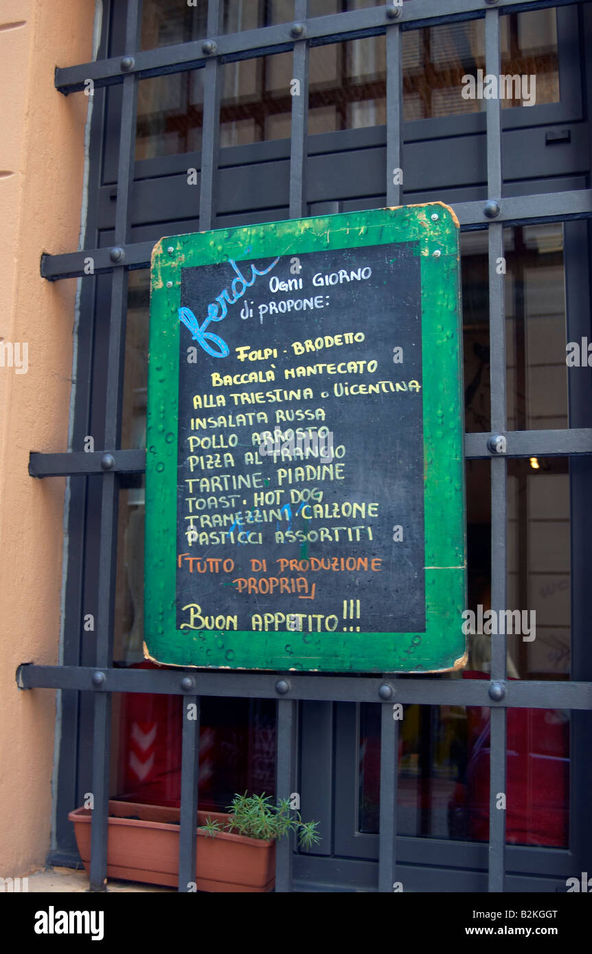 Menu in Italian restaurant Trieste Italy Stock Photo - Alamy