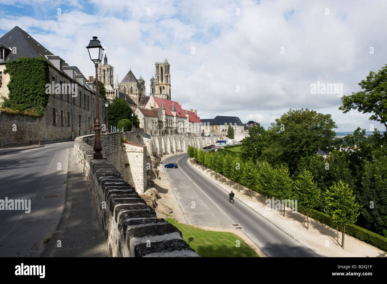 laon cathedral and medieval town battlements picardy france Stock Photo ...