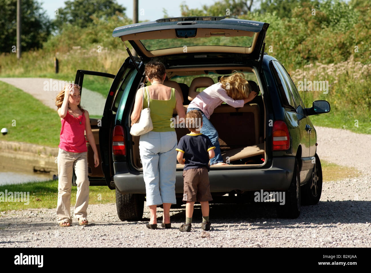 Family day out with the children in a people carrier vehicle Stock ...
