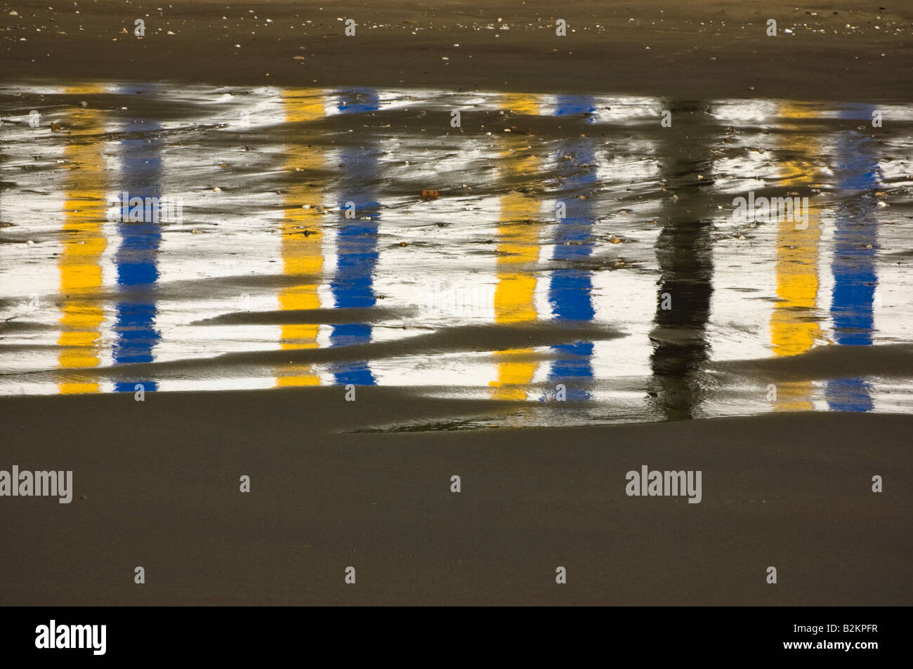 Reflection of Beach Huts Stock Photo - Alamy