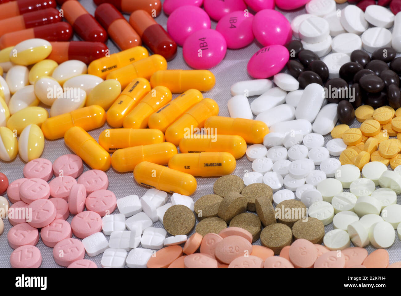 generic shot of a pile of medication Stock Photo - Alamy