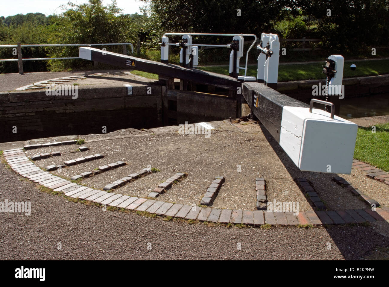Lock gates on Grand Union Canal Northamptonshire England UK Stock Photo ...