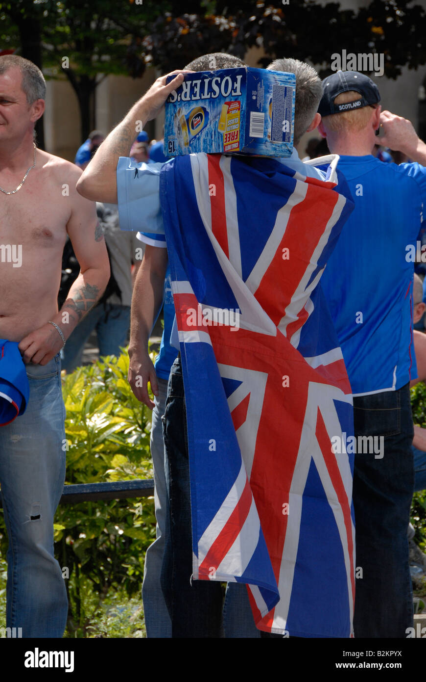 Glasgow rangers fans gather in manchester city centre in their ...