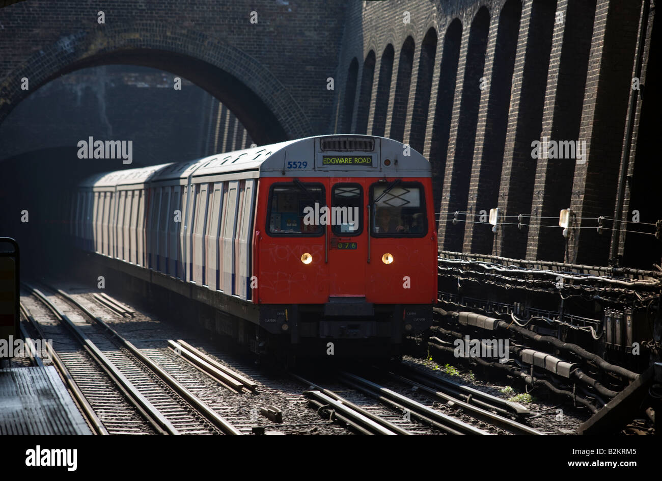 DISTRICT LINE UNDERGROUND TRAIN BAYSWATER STATION LONDON ENGLAND UK ...