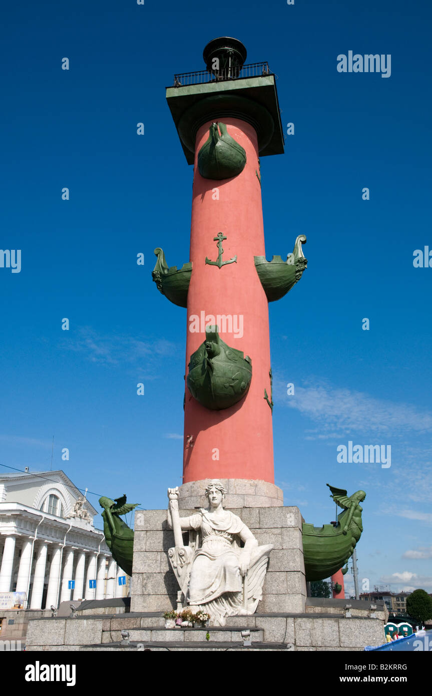 One of the Rostral Columns on Vasilievsky Island St Petersburg Russia ...