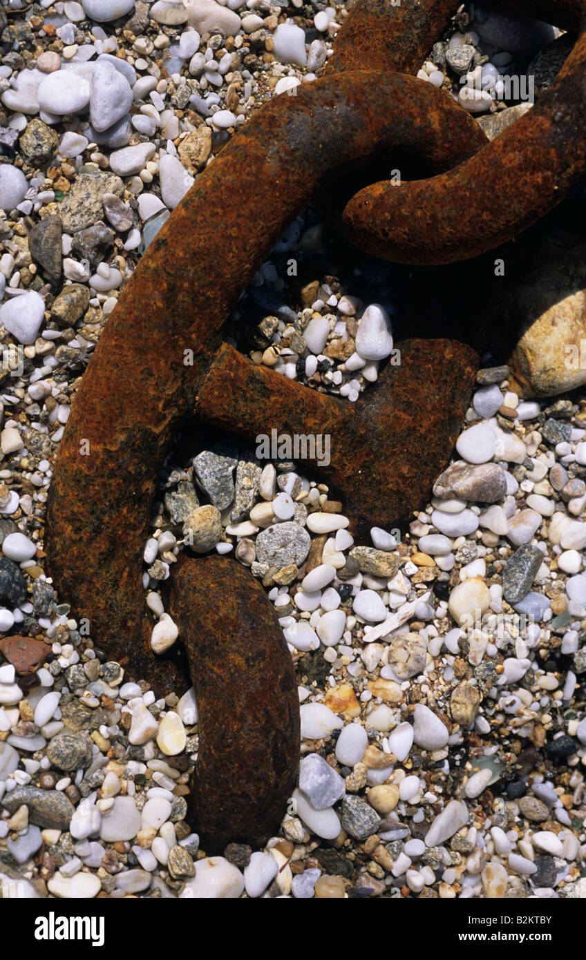 Rusty chain at a beach in Kavalla, Greece Stock Photo - Alamy