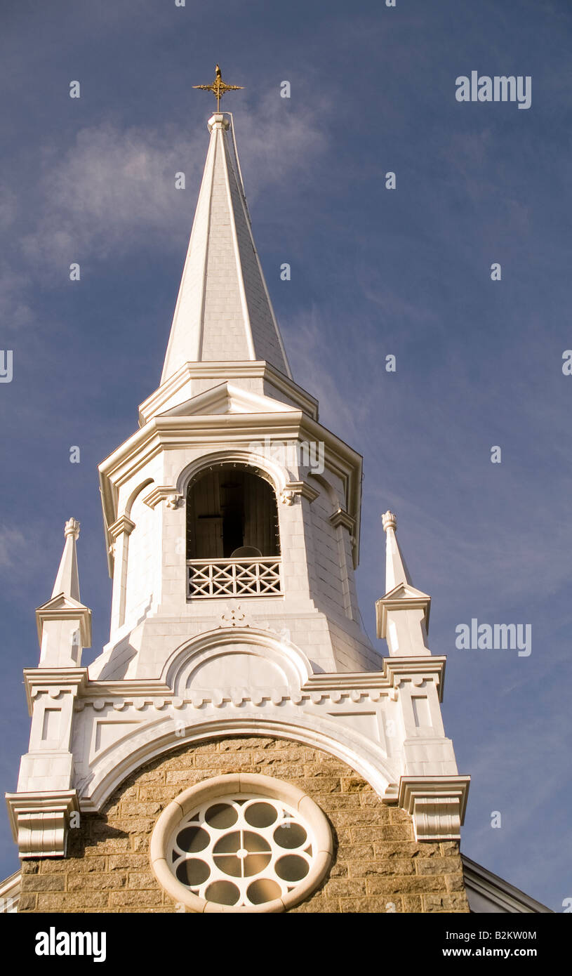 Church in St. Raphael, Quebec tower stepple Stock Photo - Alamy