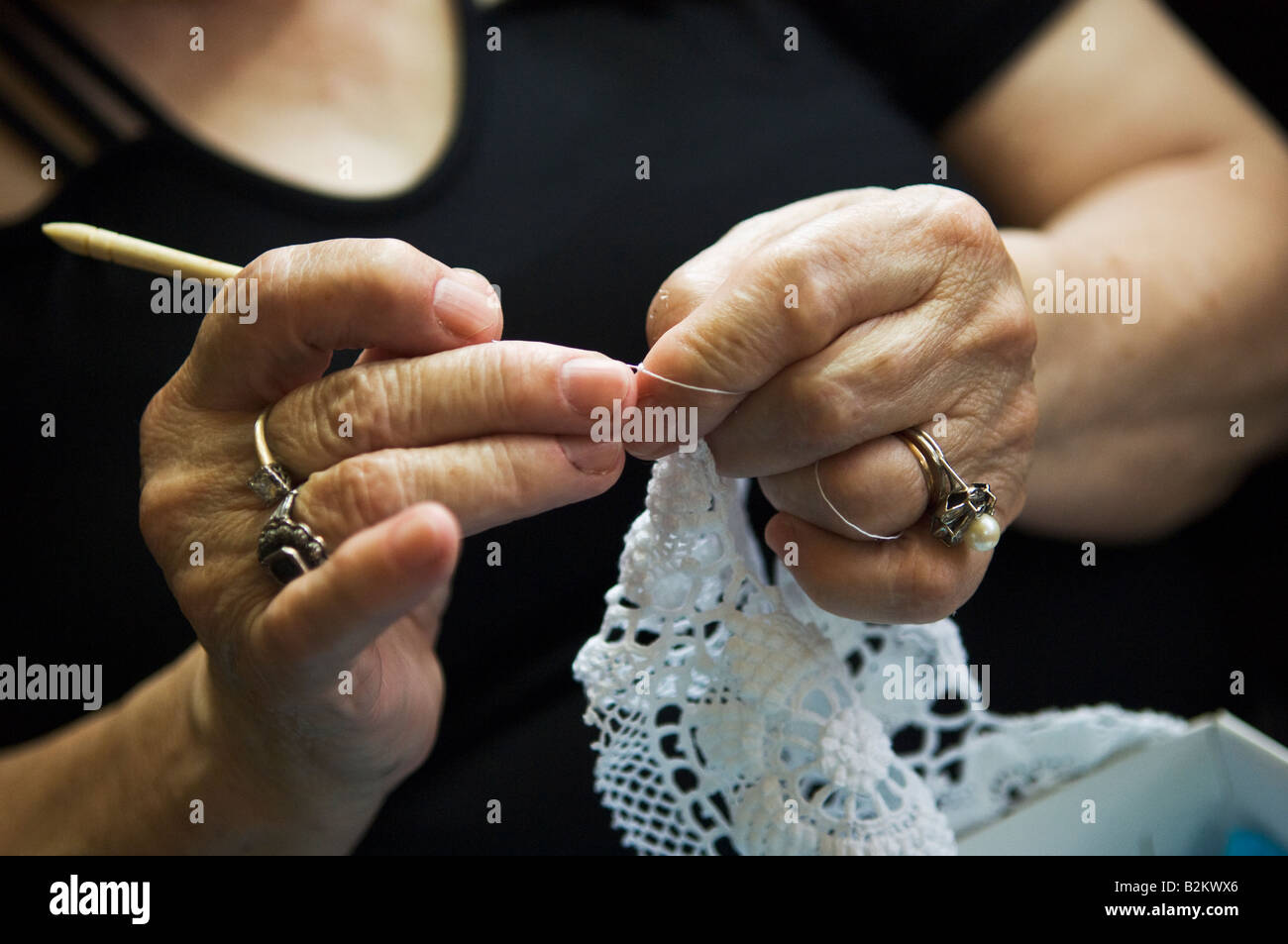 Embroiderer working Pico island Azores Portugal Stock Photo - Alamy