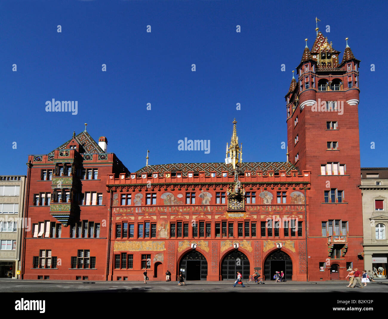 The famous red town hall in the old city of Basel, Switzerland Stock ...