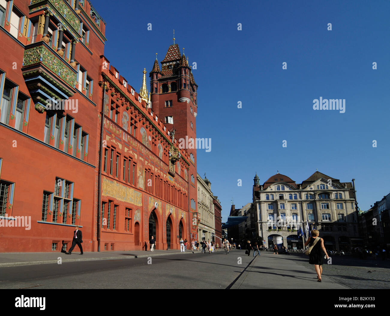 The famous red town hall in the old city of Basel, Switzerland Stock ...