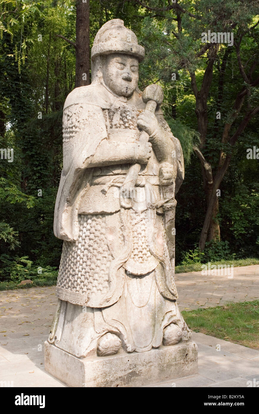China, Nanjing, General Statue at Tomb of Hong Wu Ming Xiaoling, Purple ...