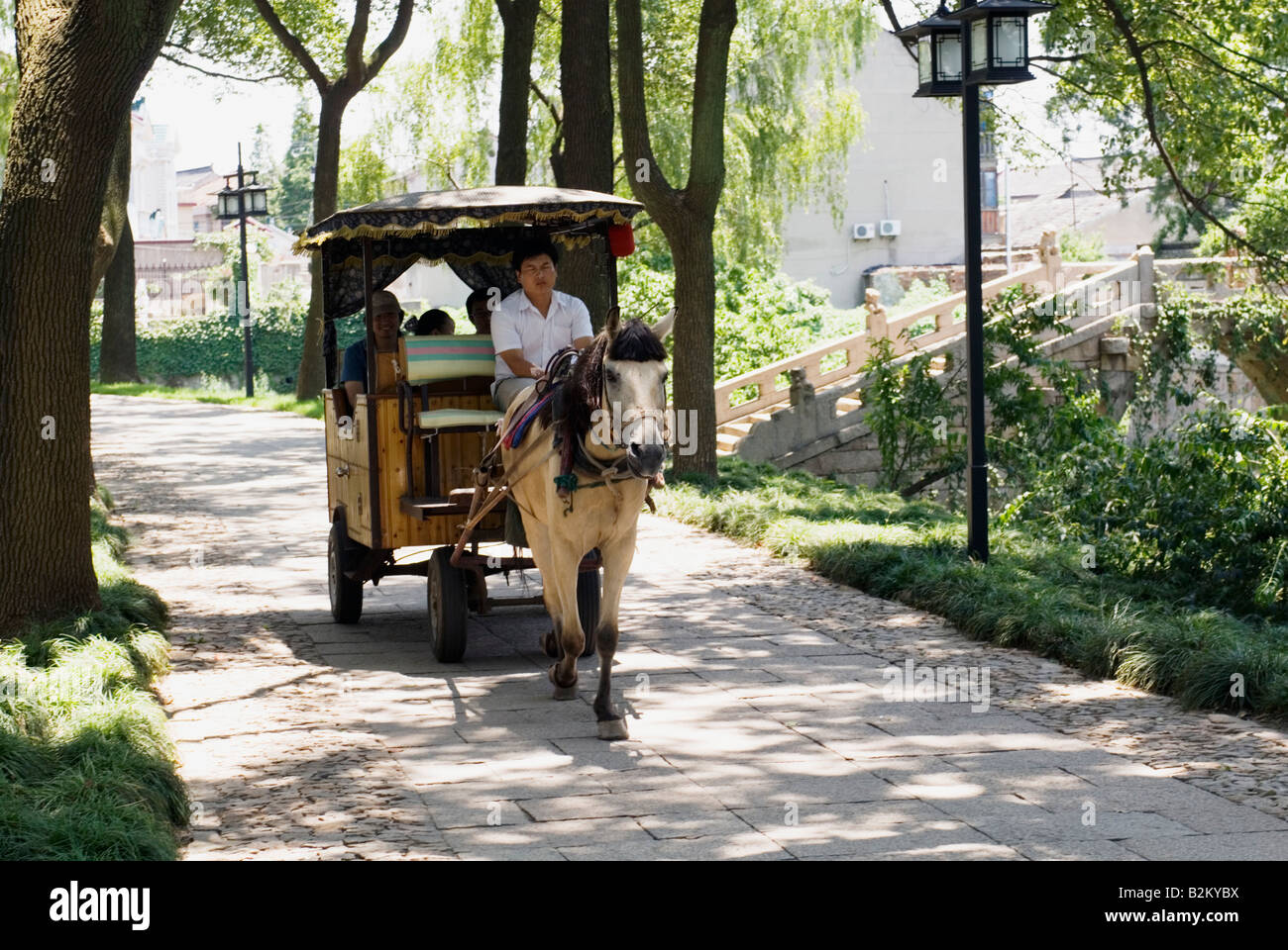 China, Suzhou, Traditional Horse Cart Ride At Tiger Hill Stock Photo ...