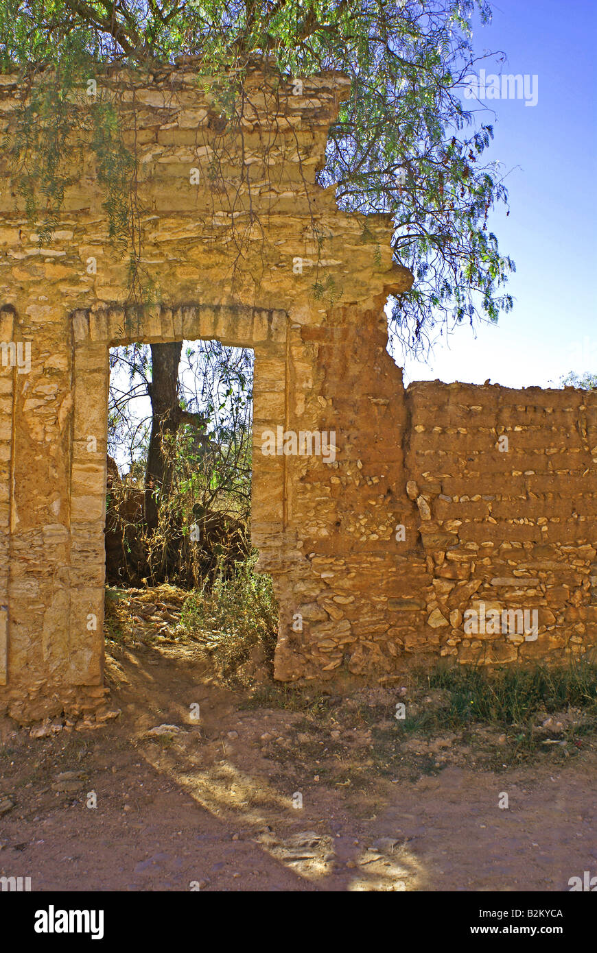 This deteriorated rock wall is in Pozo Mexico Stock Photo - Alamy